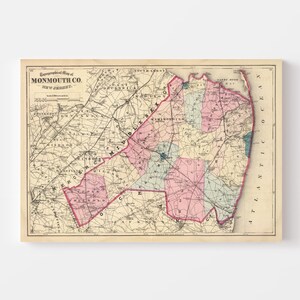 Monmouth County Map 1872, Vintage Monmouth County Map, Old Monmouth ...