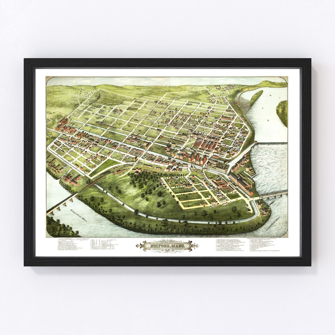 Holyoke Map 1877 Old Map of Holyoke Massachusetts Art Vintage Print ...