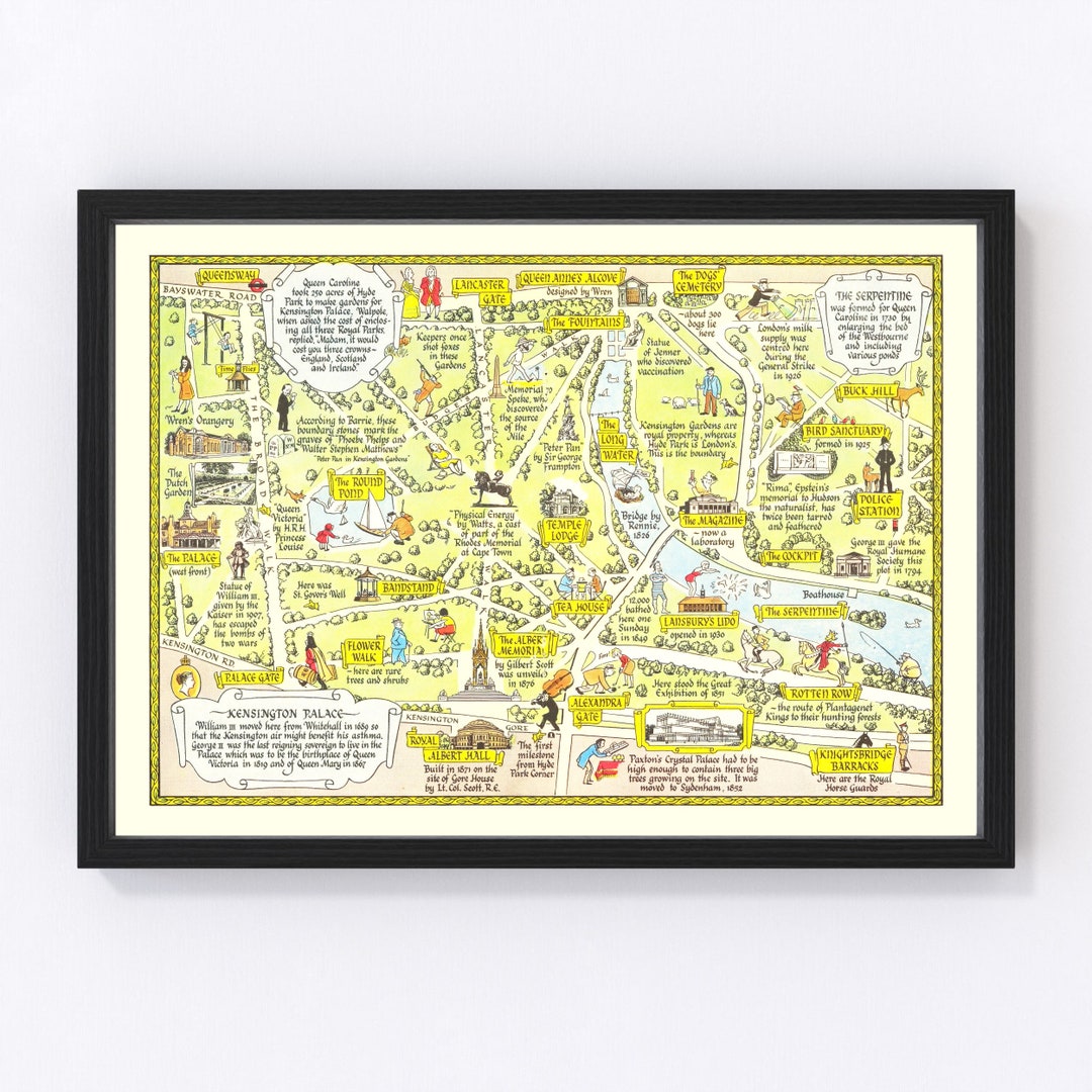 Kensington Palace Map 1948 Old Map of Kensington Palace Art Vintage ...