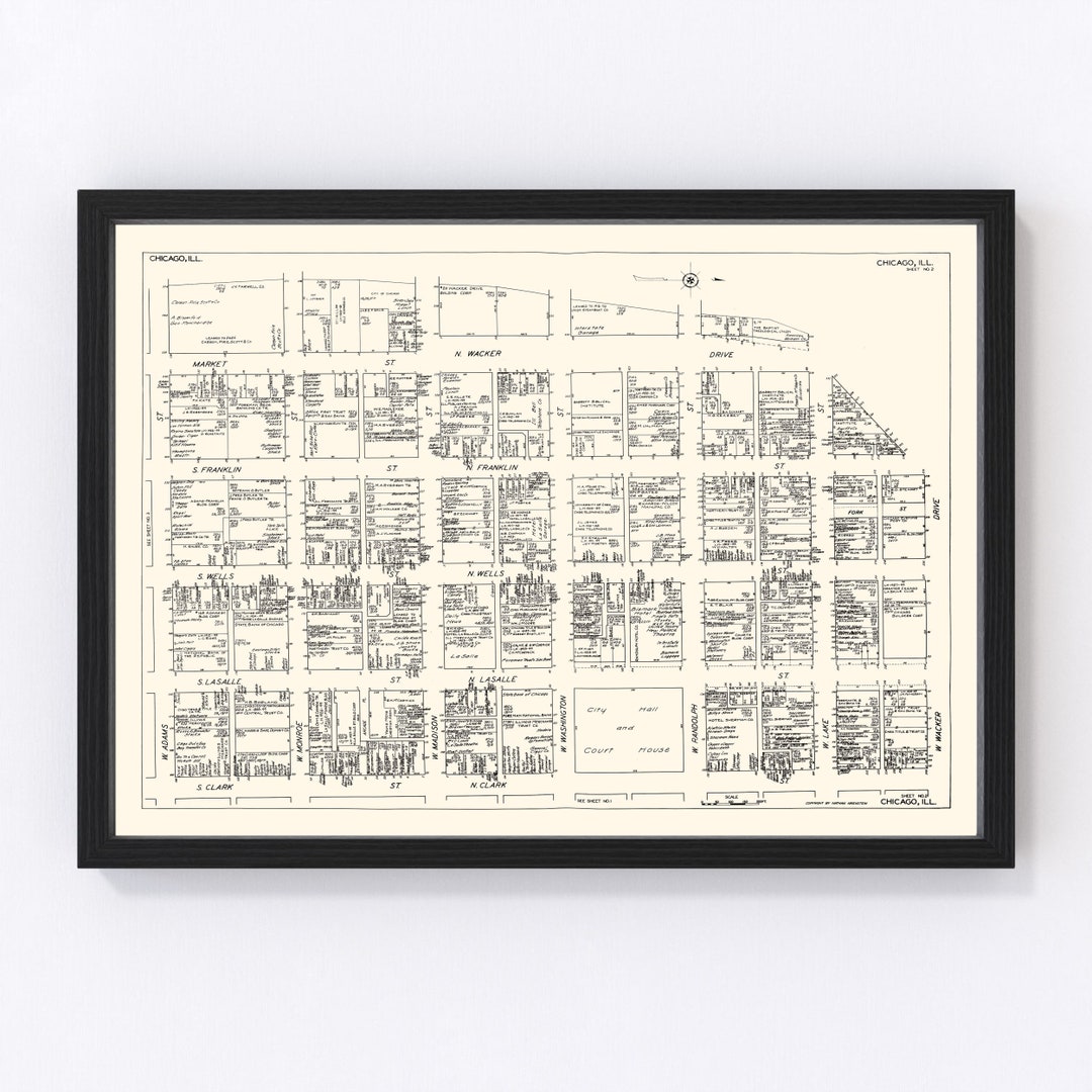 Chicago Map 1929, Vintage Chicago Map, Old Chicago Illinois Art, Wall ...