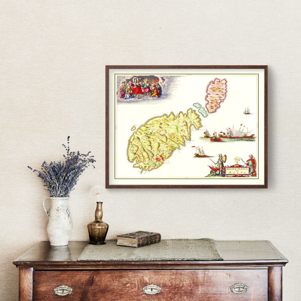 Malta Map 1665 Old Map of Malta Malta Art Vintage Print - Etsy