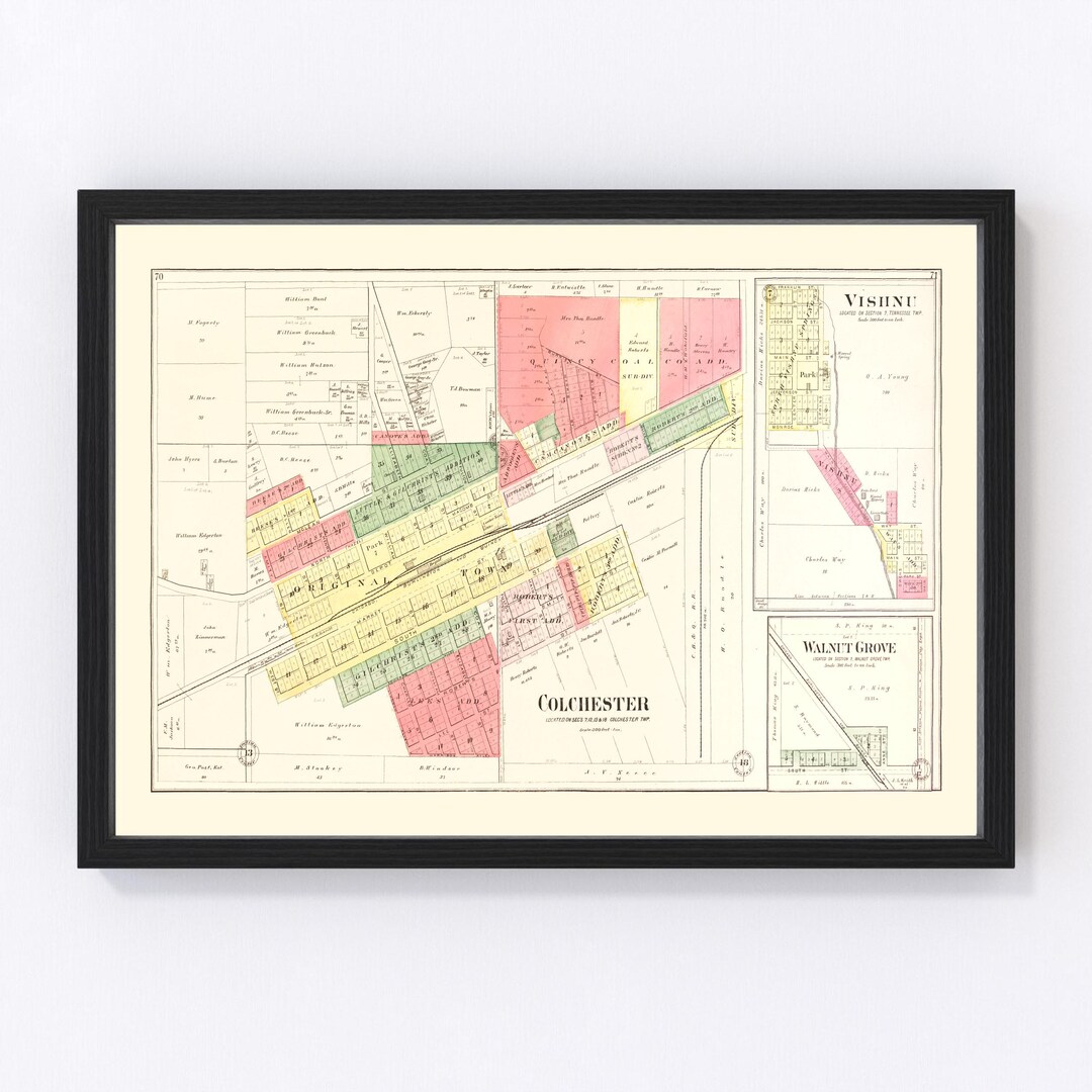 Colchester Map 1893, Vintage Colchester Map, Old Colchester Illinois ...