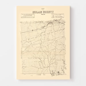 Nolan County Texas Map 1890 Old Map of Nolan County Texas Art Vintage ...