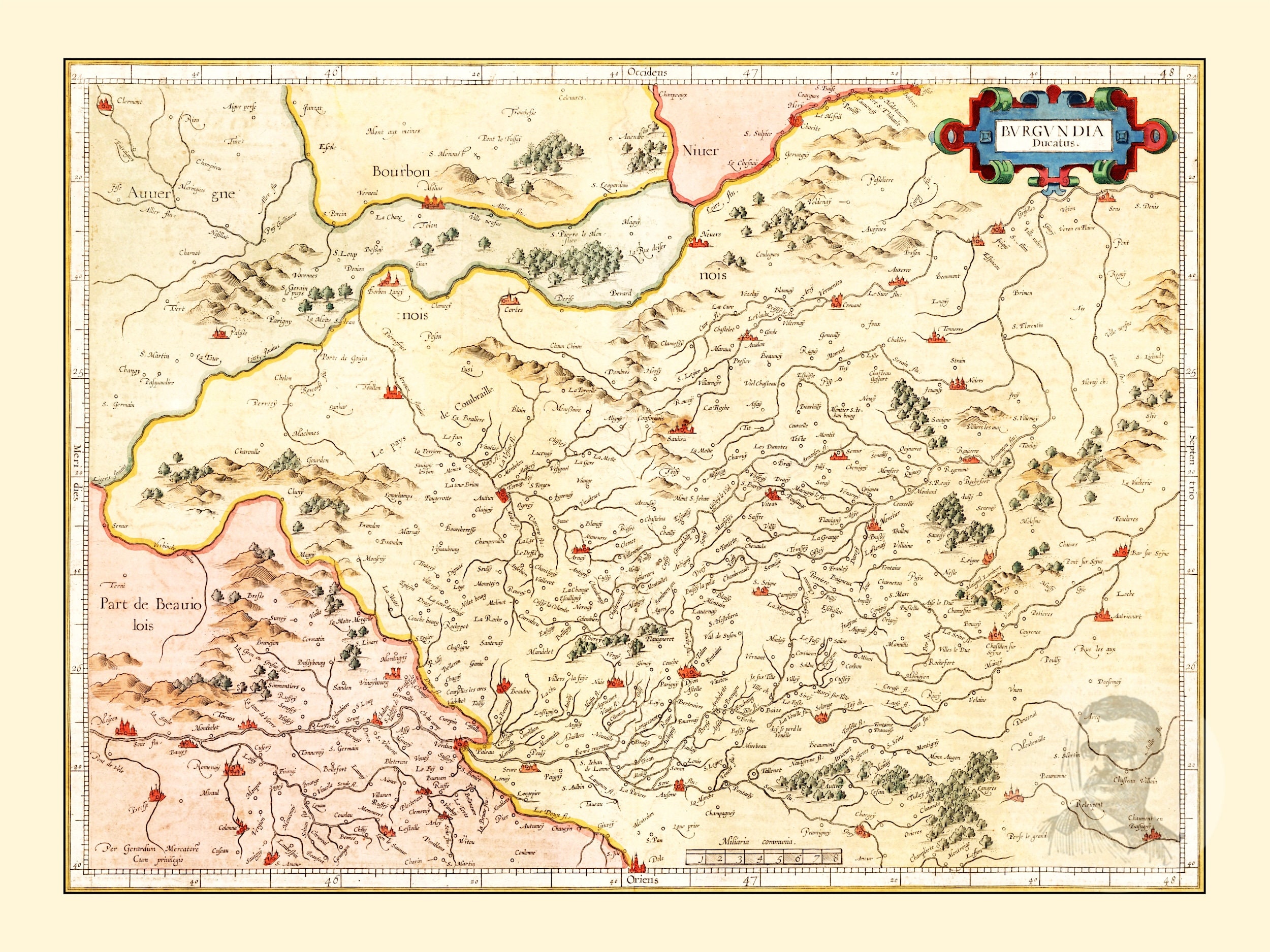 Burgundy Region of France Vintage Map From 1623 - Old Region Map Art ...