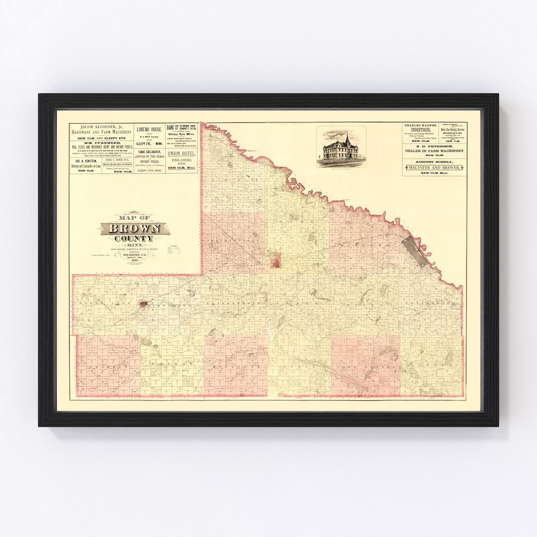 Brown County Map 1886, Vintage Brown County Map, Old Brown County ...