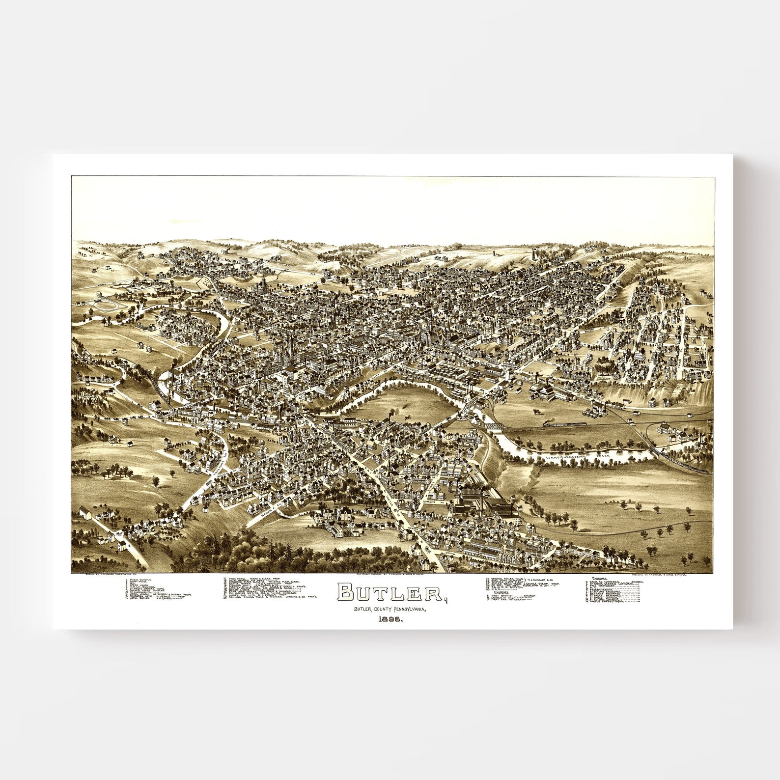 Butler Map 1896 Old Map of Butler Pennsylvania Art Vintage - Etsy