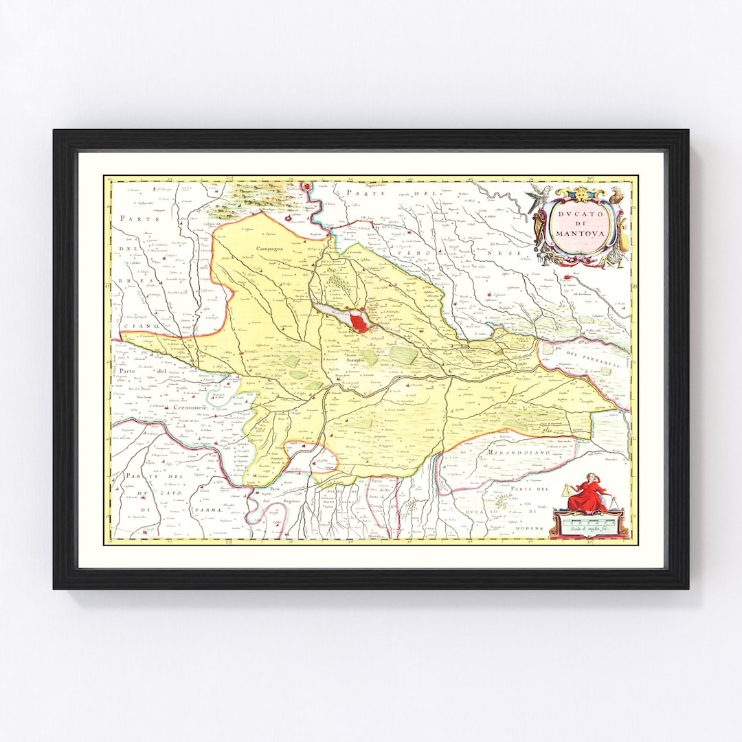 Mantua Map 1665, Vintage Mantua Map, Old Mantua Art, Wall Art Gift for ...