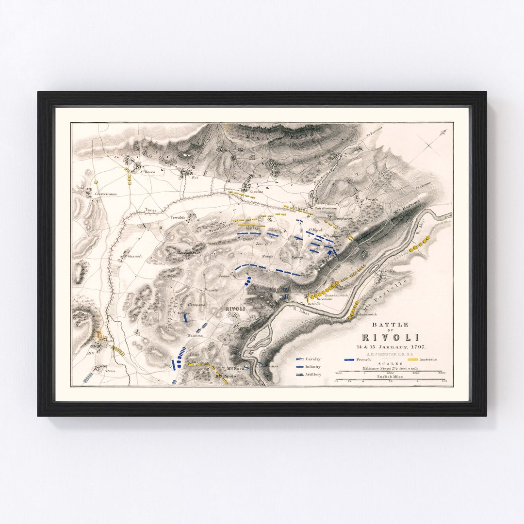 Battle of Rivoli Map 1797 Old Map of Battle of Rivoli Art Vintage Print ...
