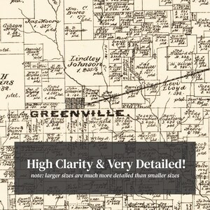 Hunt County Texas Map 1879 Old Map of Hunt County Texas Art Vintage ...