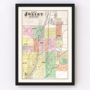 Will County IL Map 1873 Old Map of Illinois Art Vintage Print Framed ...