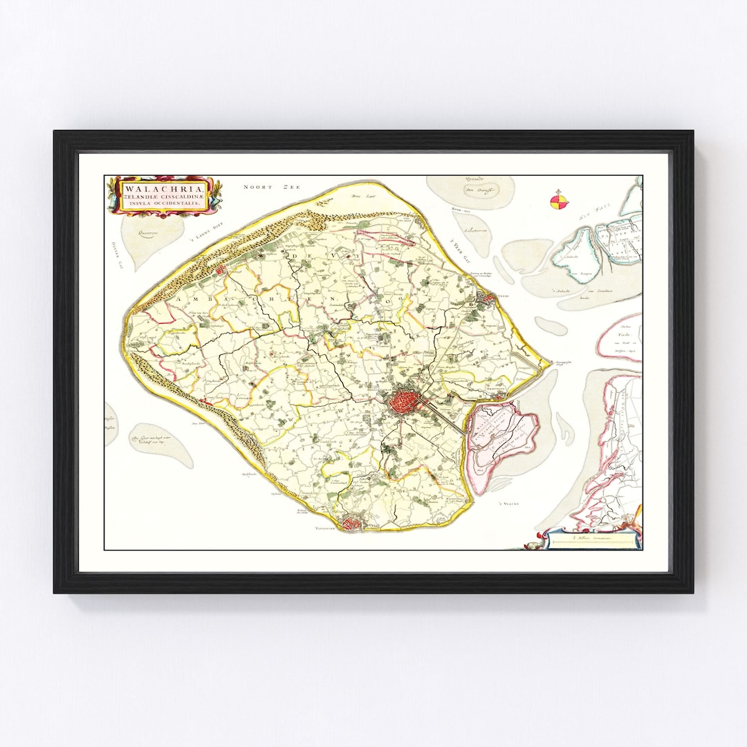 Walcheren Map 1665 Old Map of Walcheren Netherlands Art Vintage Print ...