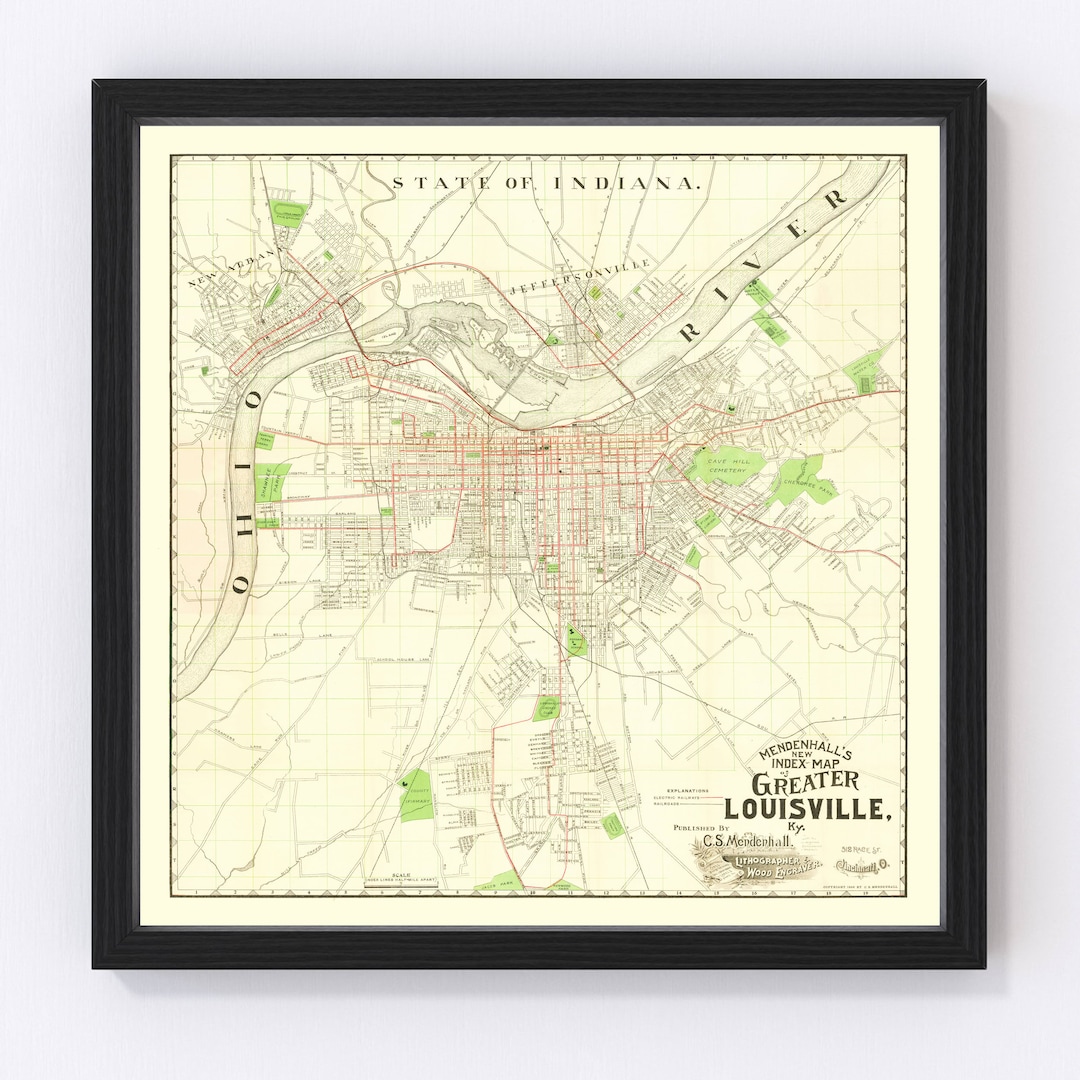 Louisville Map 1906 - Old Map of Louisville Kentucky Art Vintage Print ...