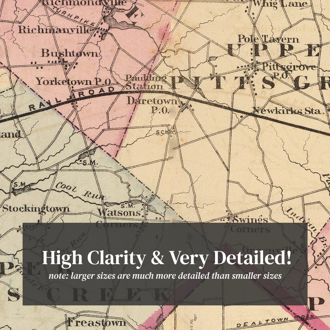 Salem County NJ Map 1872 Old Map of Salem New Jersey Art - Etsy