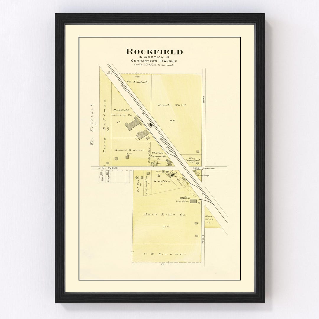 Rockfield Map 1915, Vintage Rockfield Map, Old Rockfield Wisconsin Art ...