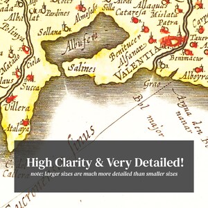 Valencia Map 1665 Old Map of Valencia Spain Art Vintage Print Framed ...