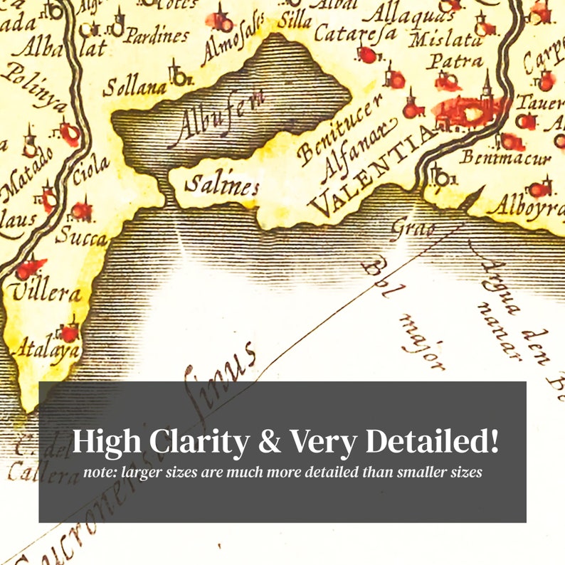 Valencia Map 1665 Old Map of Valencia Spain Art Vintage - Etsy