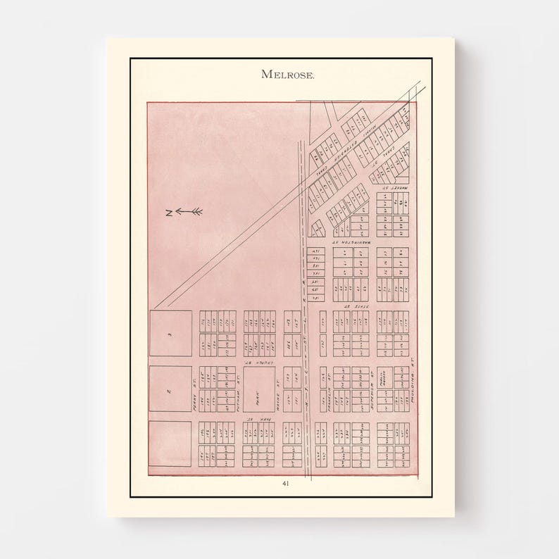 Melrose Map 1905, Vintage Melrose Map, Old Melrose Ohio Art, Wall Art ...