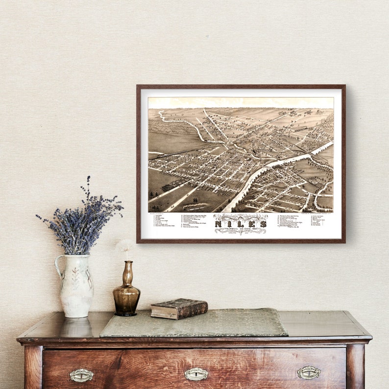 Niles Map 1882 Old Map of Niles Ohio Art Vintage Print - Etsy