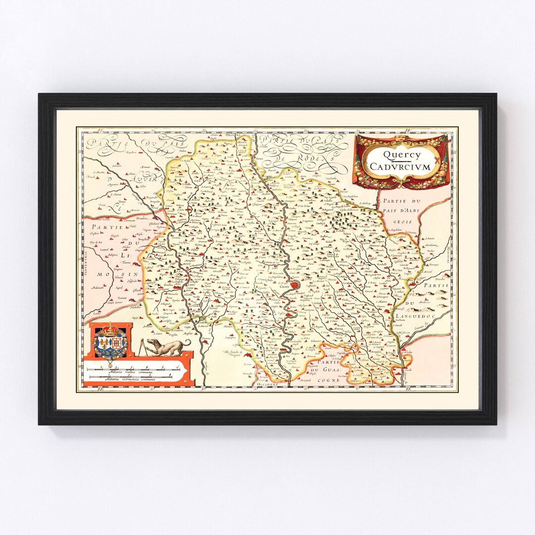 Quercy France Map 1623 Old Map of Quercy France France Art Vintage ...