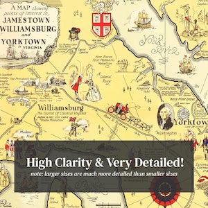 Jamestown Map 1930 - Old Map of Jamestown Virginia Art Vintage Print ...