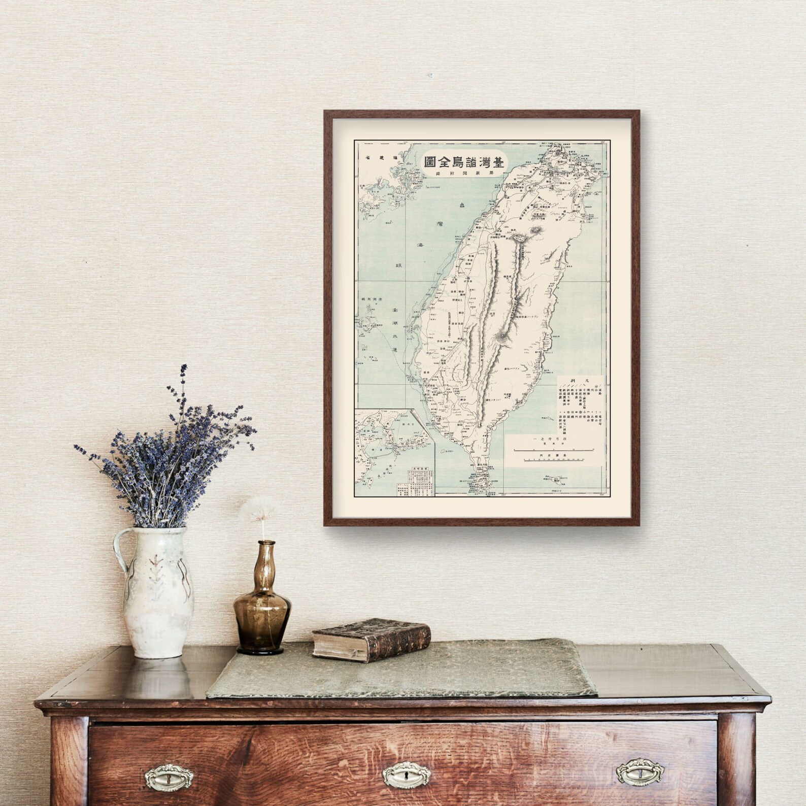 Taiwan Map 1895, Vintage Taiwan Map, Old Taiwan Art, Wall Art Gift for ...