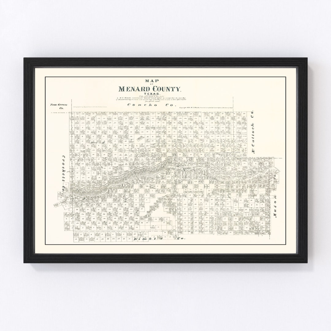 Menard County Map 1879, Vintage Menard County Map, Old Menard County ...
