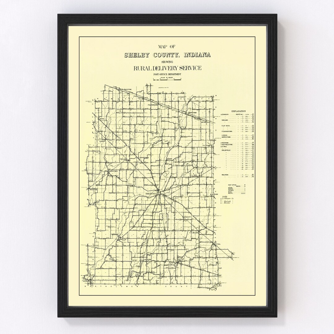 Shelby County Map 1909, Vintage Shelby County Map, Old Shelby County ...