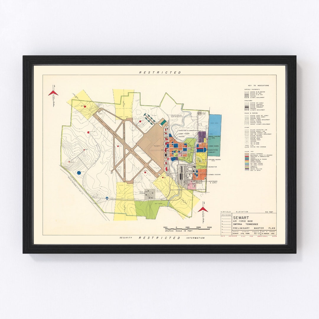 Sewart Air Force Base Map 1952 Old Map of Sewart Air Force Base Art ...
