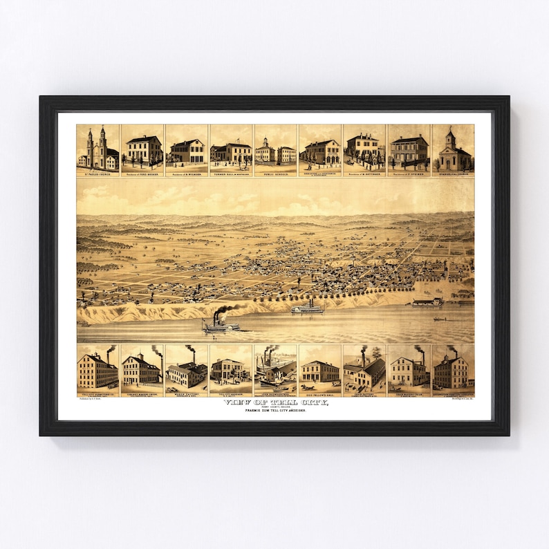 Tell City Map 1870 Old Map of Tell City Indiana Art Vintage - Etsy