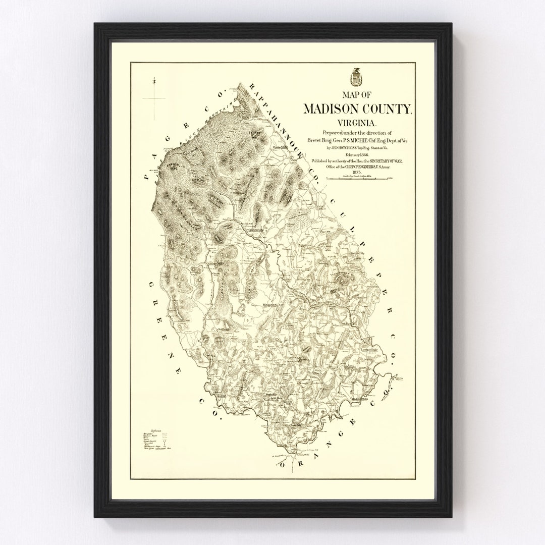 Madison County Virginia Map 1875 Old Map of Madison County Virginia Art ...