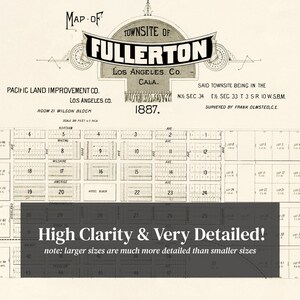 Fullerton Map 1887 Old Map of Fullerton California Art Vintage Print ...