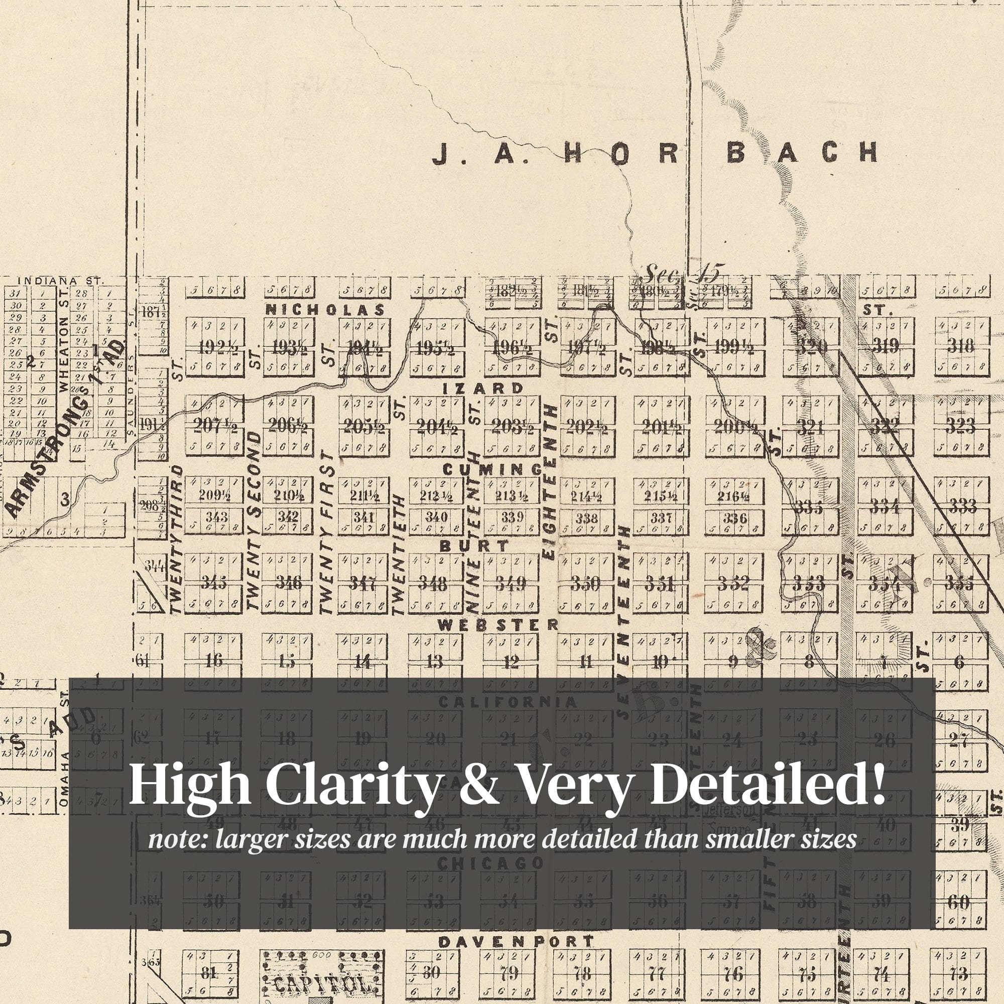 Omaha Map 1866, Vintage Omaha Map, Old Omaha Nebraska Art, Wall Art ...