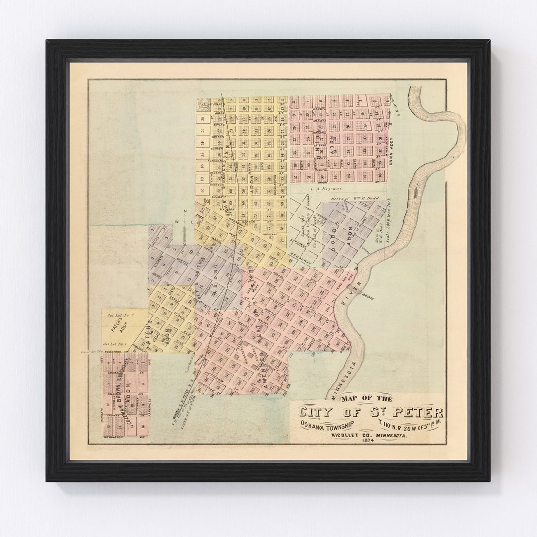Saint Peter Map 1874, Vintage Saint Peter Map, Old Saint Peter ...