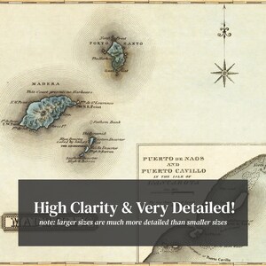 Madeira Islands Map 1823 Old Map of Madeira Islands Art Vintage Print ...