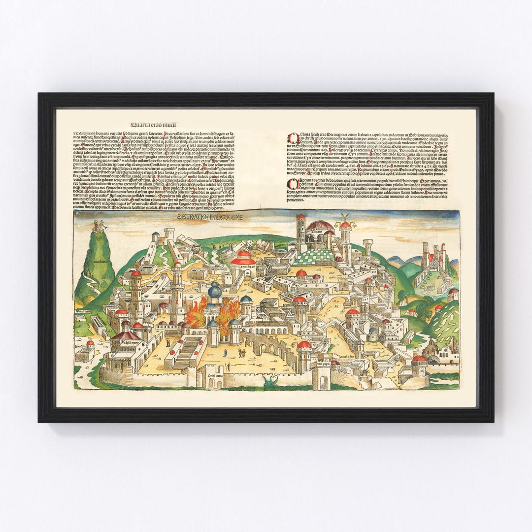 The Holy Land Map 1493, Vintage the Holy Land Map, Old the Holy Land ...