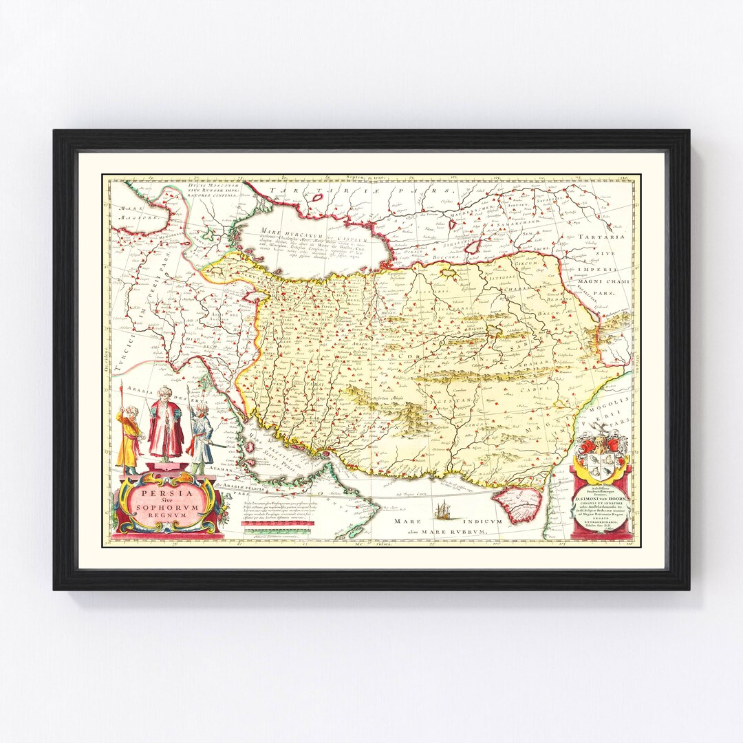 The Kingdom of Persia Map 1665 Old Map of the Kingdom of Persia Iran ...