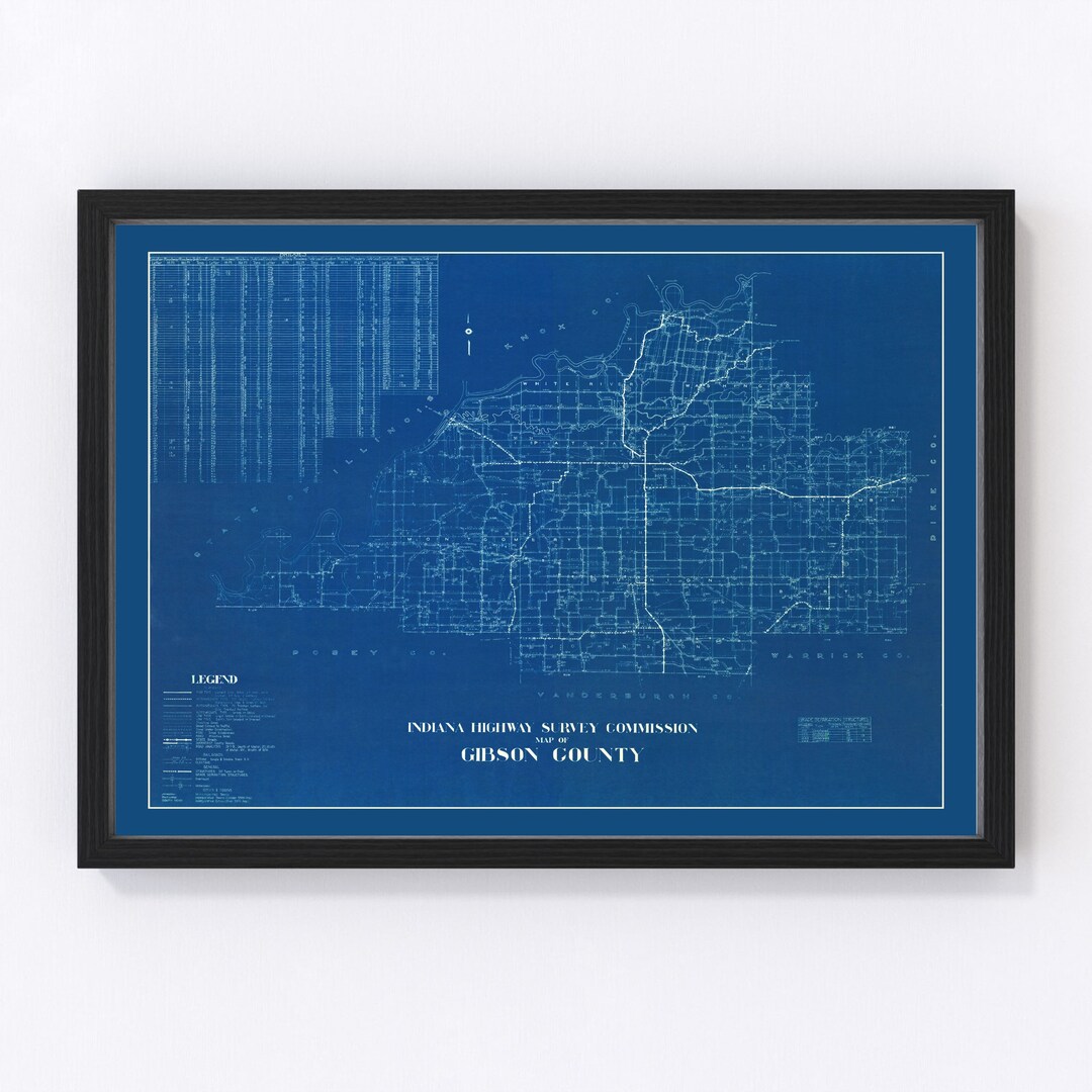 Gibson County Map 1936, Vintage Gibson County Map, Old Gibson County ...