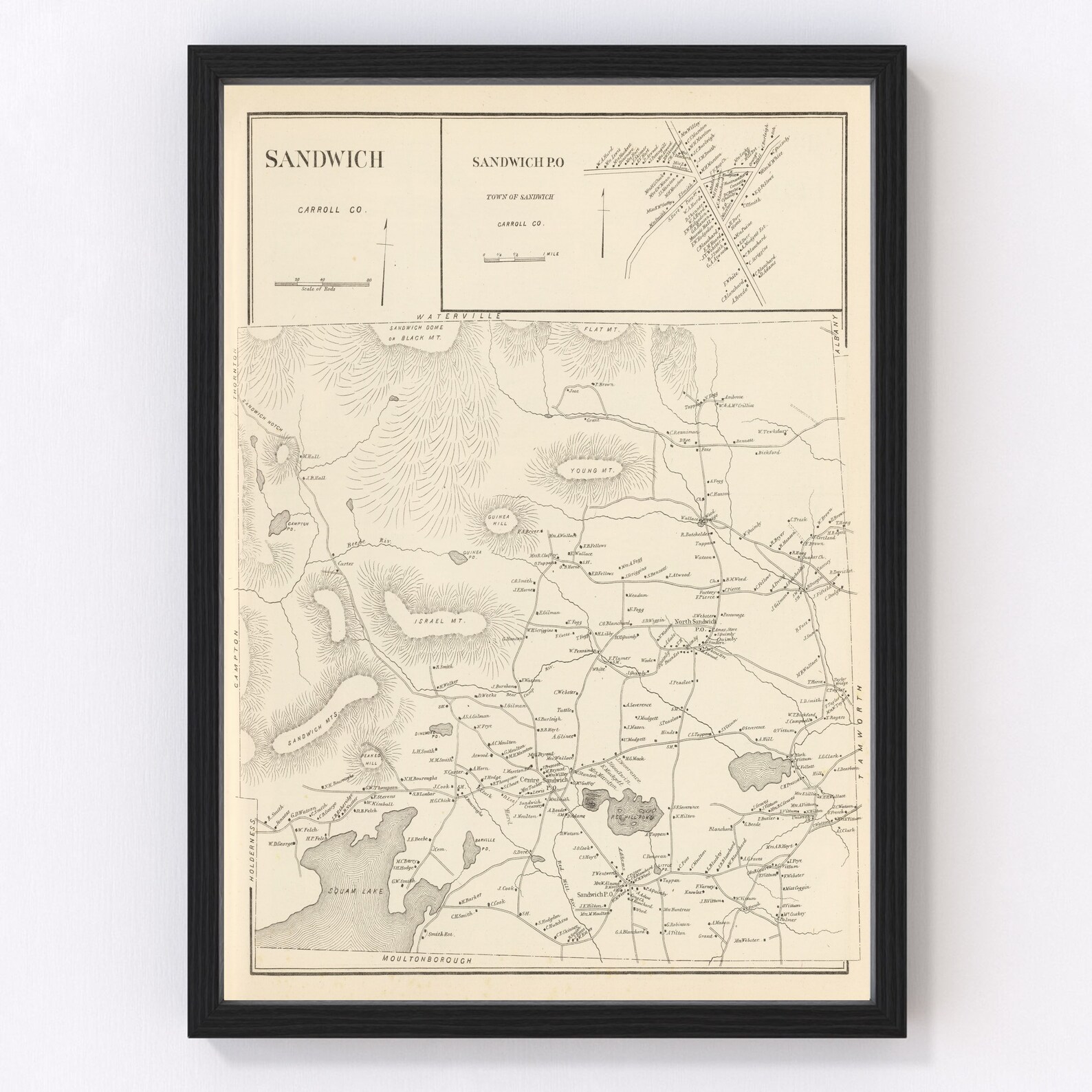 Sandwich Map 1892 Old Map of Sandwich New Hampshire Art - Etsy