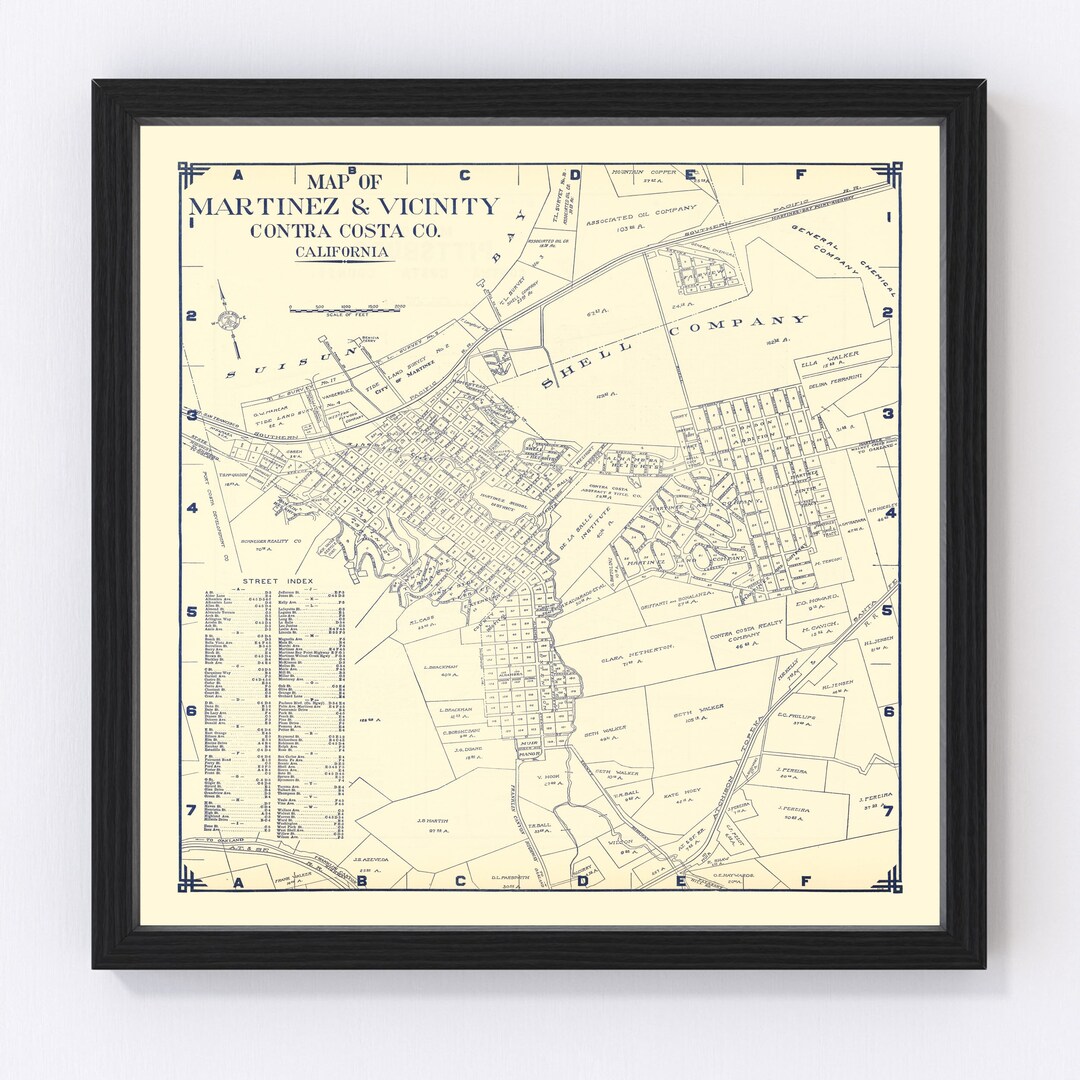 Martinez Map 1920 Old Map of Martinez California Art Vintage Print ...