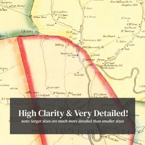 Rockbridge County Map 1860, Vintage Rockbridge County Map, Old ...