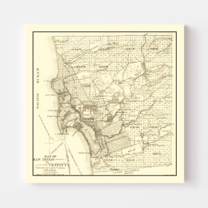 San Diego Map 1895 Old Map of San Diego California Art Vintage Print ...