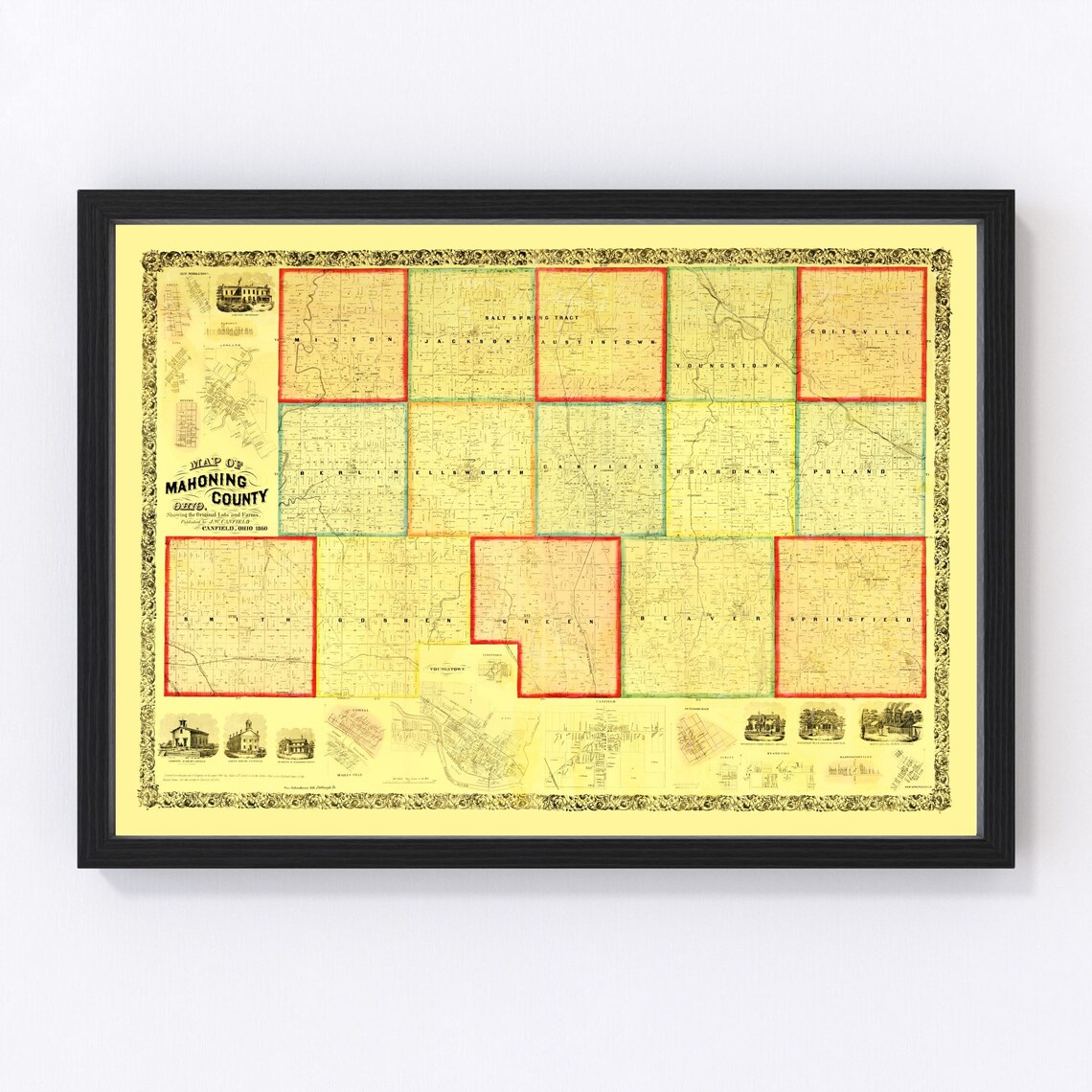 Mahoning County Ohio Map 1860 Old Map of Mahoning County - Etsy
