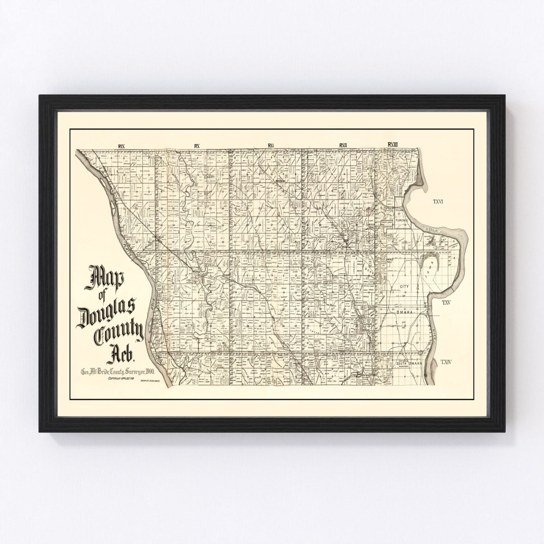 Douglas County Map 1900, Vintage Douglas County Map, Old Douglas County ...