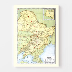 Manchuria China Map 1917, Vintage Manchuria China Map, Old Manchuria ...