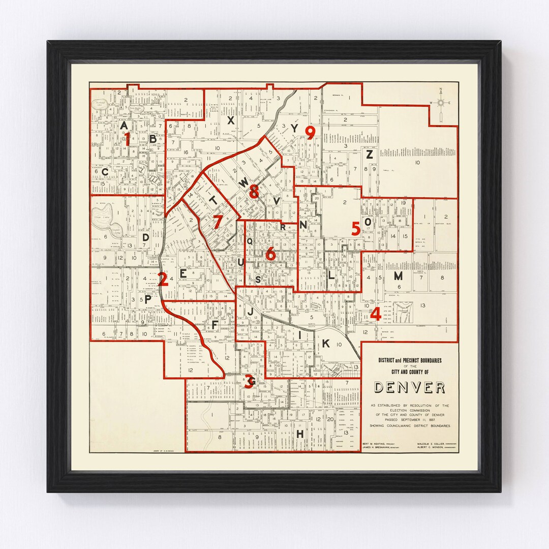 Denver County Map 1937, Vintage Denver County Map, Old Denver County ...