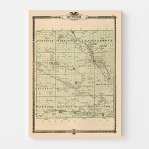 Butler County IA Map 1875 Old Map of Allison Iowa Art Vintage Print ...