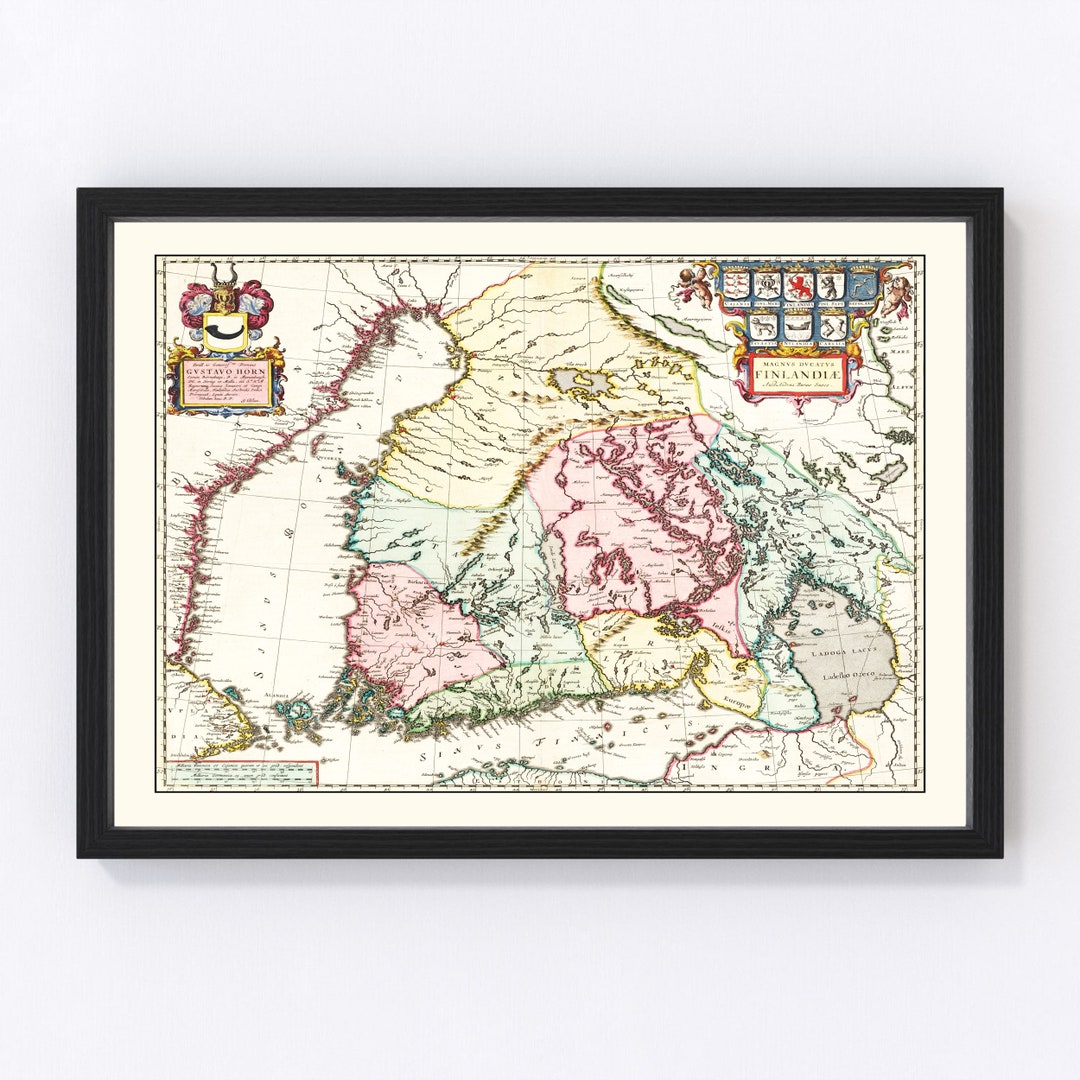Finland Map 1665, Vintage Finland Map, Old Finland Art, Wall Art Gift ...