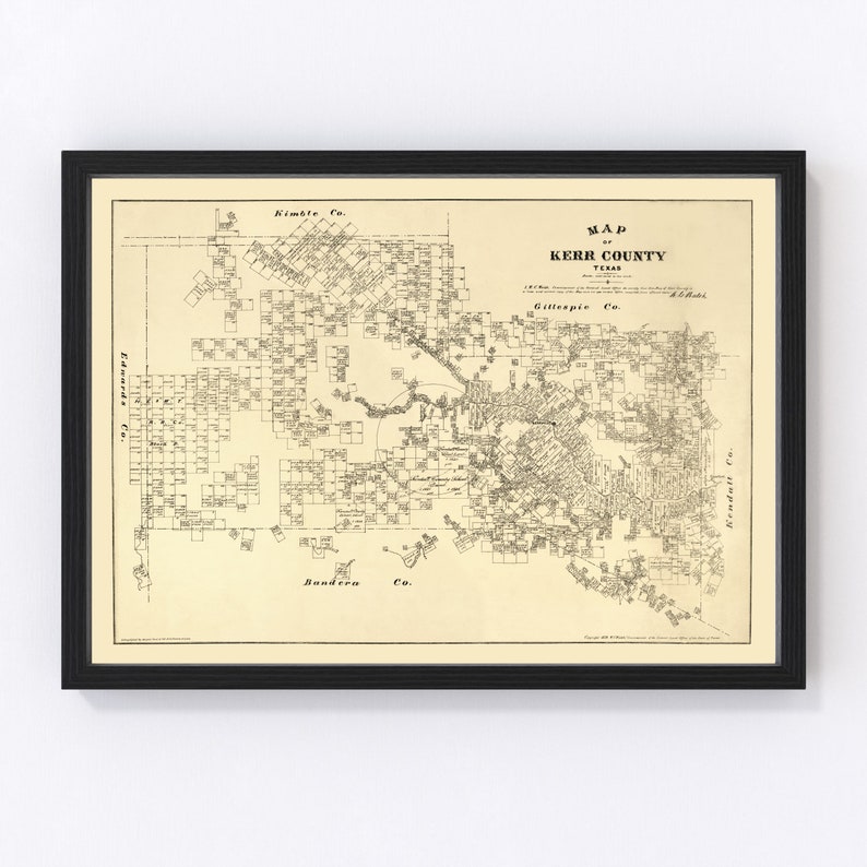 Kerr County Texas Map 1879 Old Map of Kerr County Texas Art - Etsy