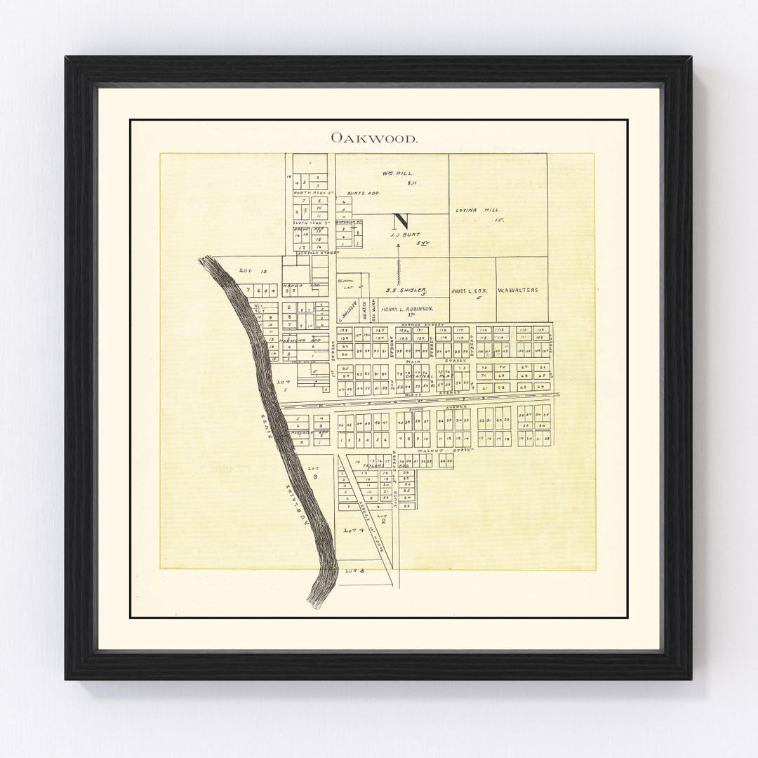 Oakwood Map 1905 Old Map of Oakwood Ohio Art Vintage Print Framed ...