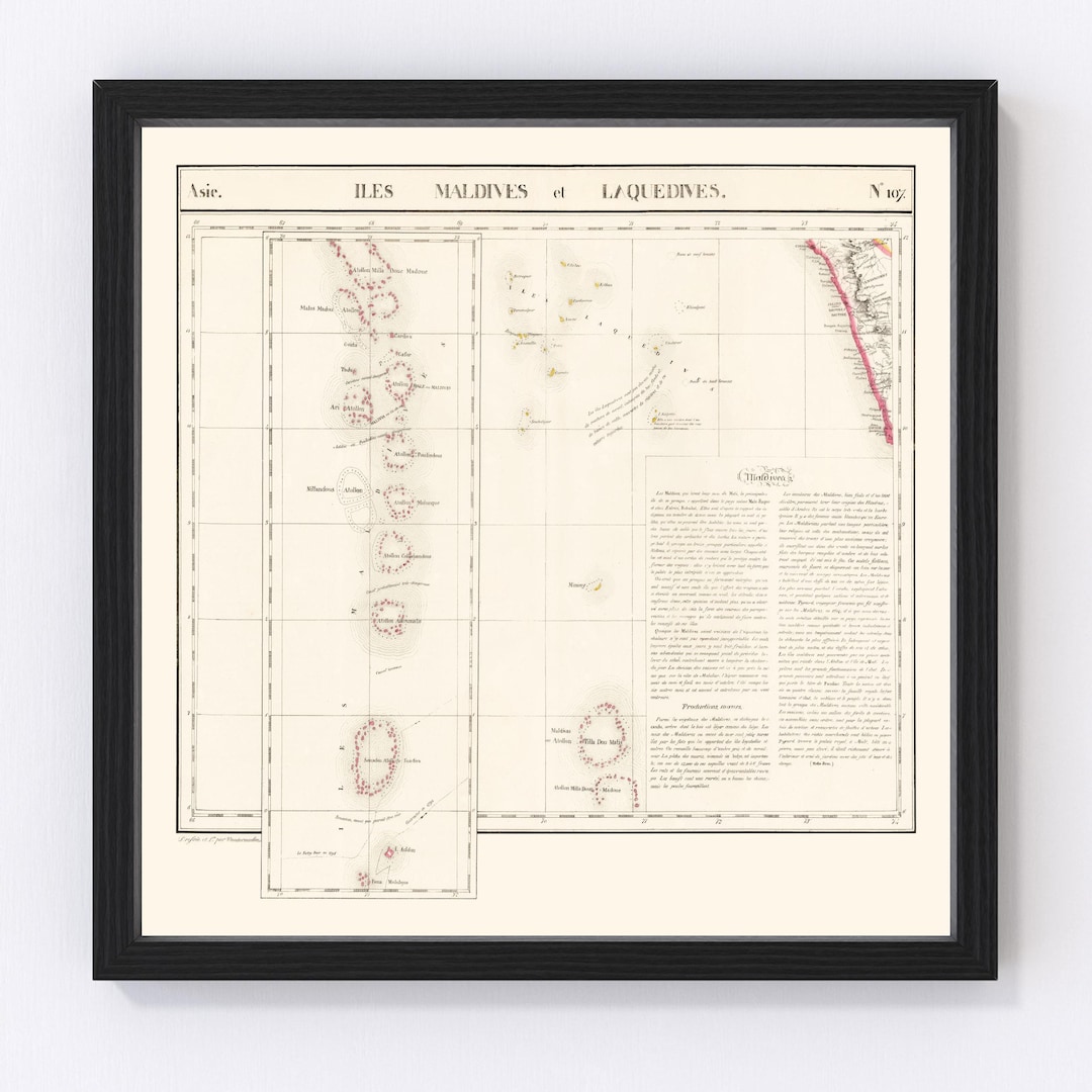 Maldive Archipelago Map 1827 Old Map of Maldive Archipelago the ...